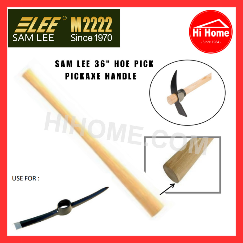 SAMLEE 36" Wooden Hoe Pick Pickaxe Long Wood Handle Stick Bakau Wood ...