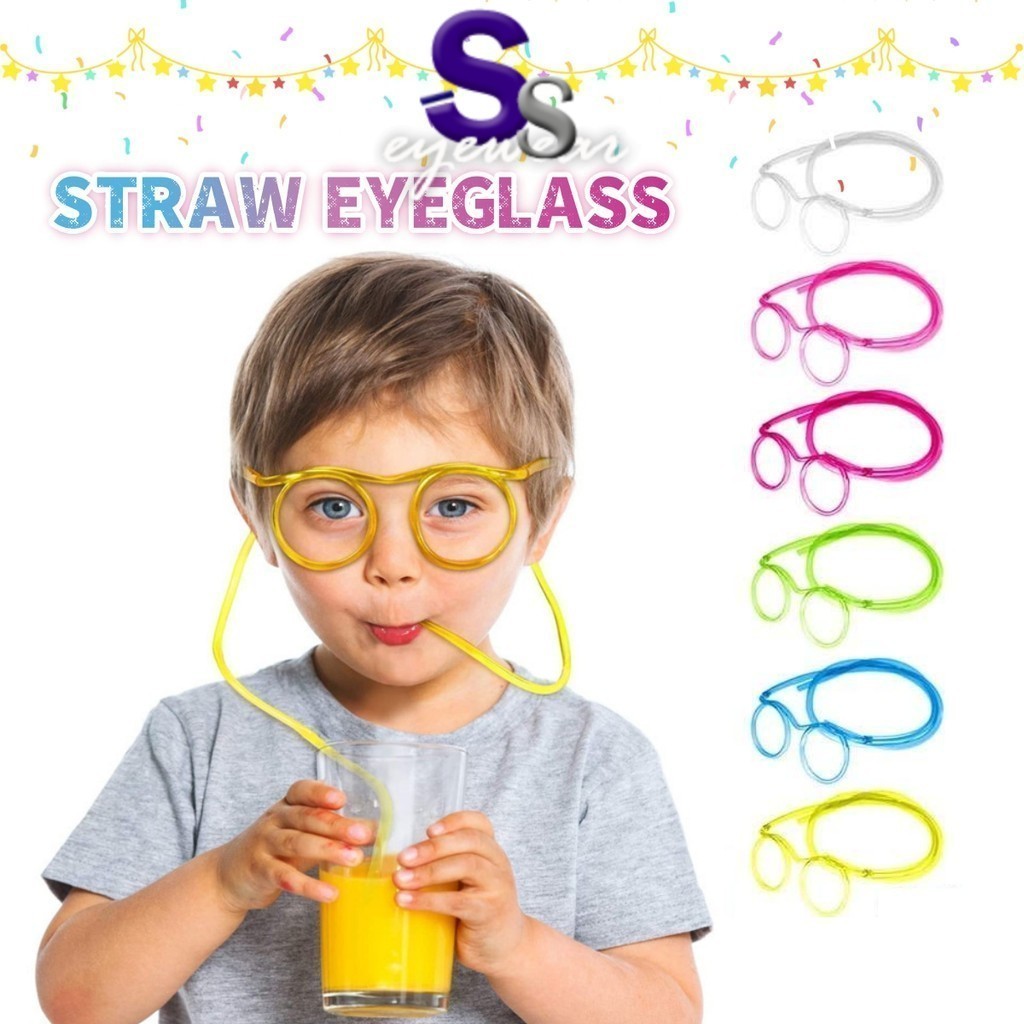 Fun Flexible Drinking Straw Eyeglass Detachable Long Non Toxic Plastic ...