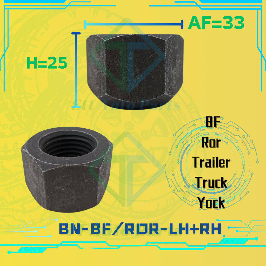 Hub Bolt (Nut Only) / Hab Bolt (Nut Sahaja) "Gigi Kasar" Treler Trak BF ...