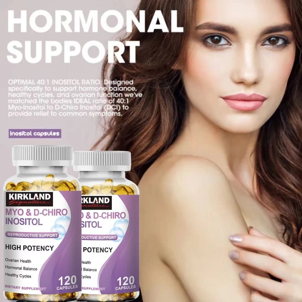 Kirkland MYO+D-Chiro Inositol Capsules Support ovarian health, balance female hormones and ...