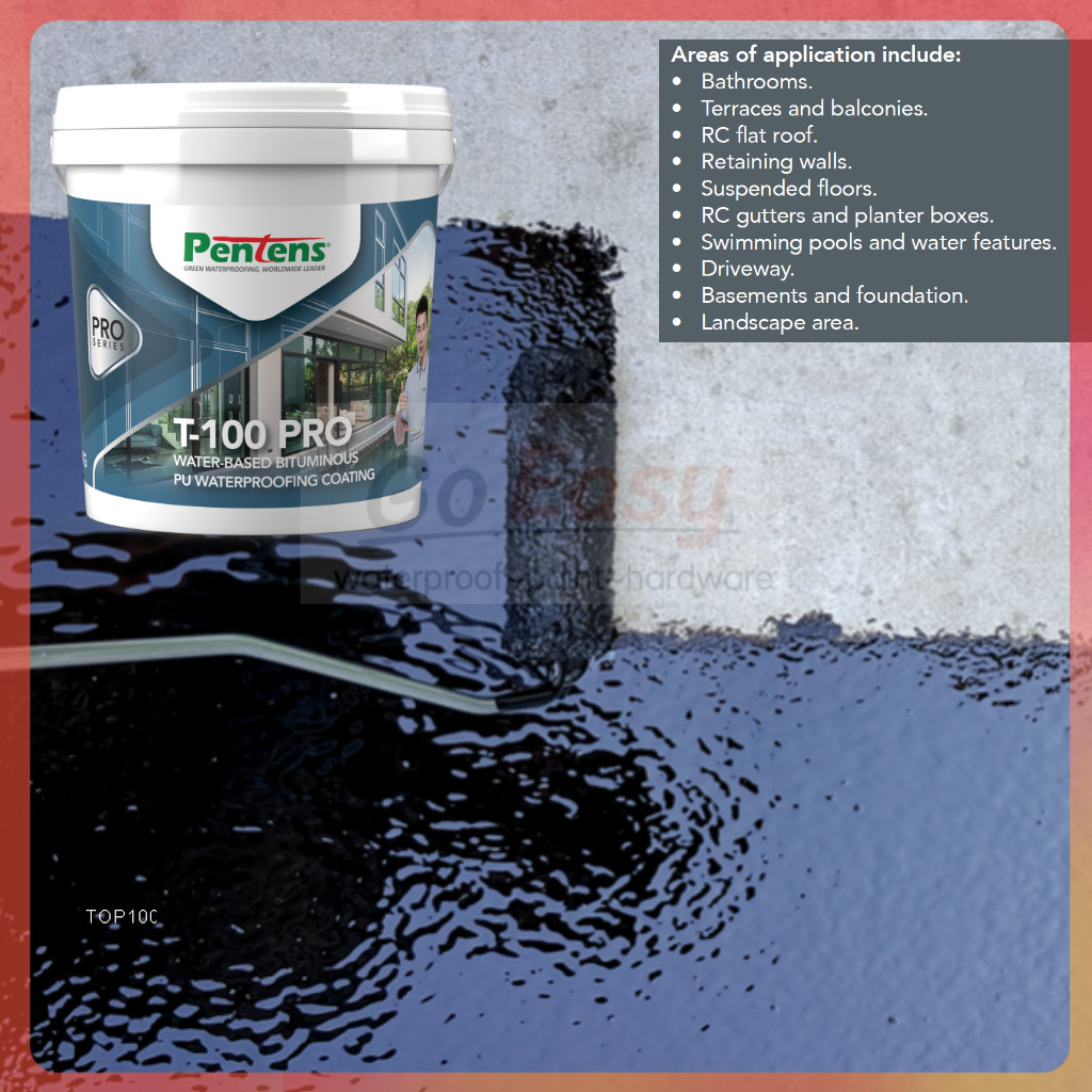 PENTENS T-100 PRO l Bituminous PU Waterproofing Coating l Fish Pond ...