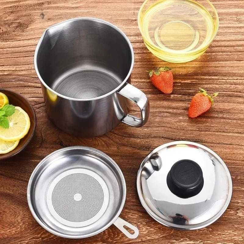 Oilpot 1.3L oil filter container for oil storage, cooking oil filter ...