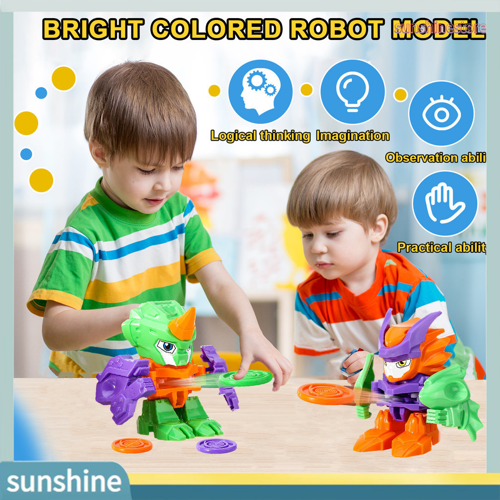 [sunshine] Robot Action Figure Launcher Toy Flying Disc Flexible Joints ...