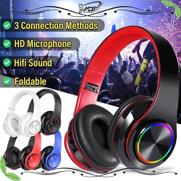🔥【Ready Stock】🔥B39 Wireless Headset Bluetooth 5.0 Colorful LED Bass ...