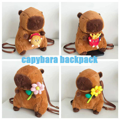 Capybara Doll Plush Cartoon Backpack School Bag Crossbody Animal Bag ...