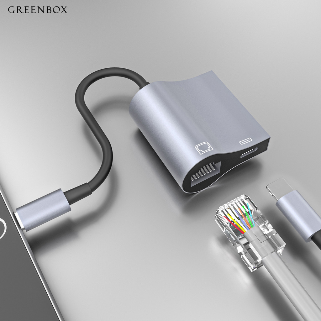 [GB]Lightning-Interface to RJ45 Ethernet Adapter 2 in 1 LAN Network ...