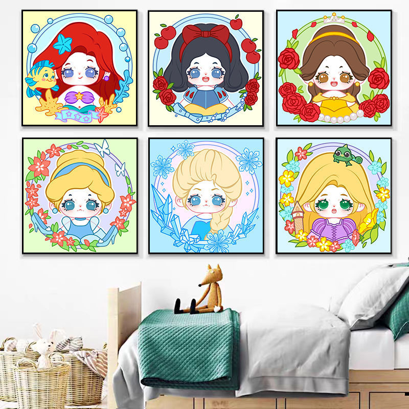 Original Ready Stock Disney Princess diy Digital Coloring Oil Painting ...
