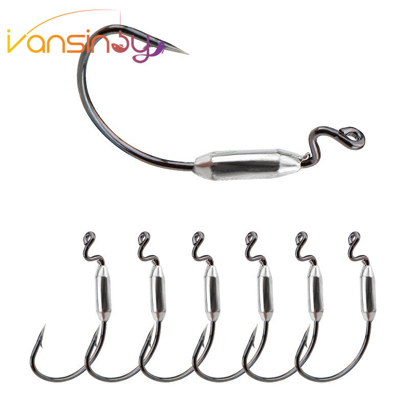 5pcs Fishing Weighted Hook 2g/2.5g/3g Fishing Bass Hooks Soft Lure Worm ...