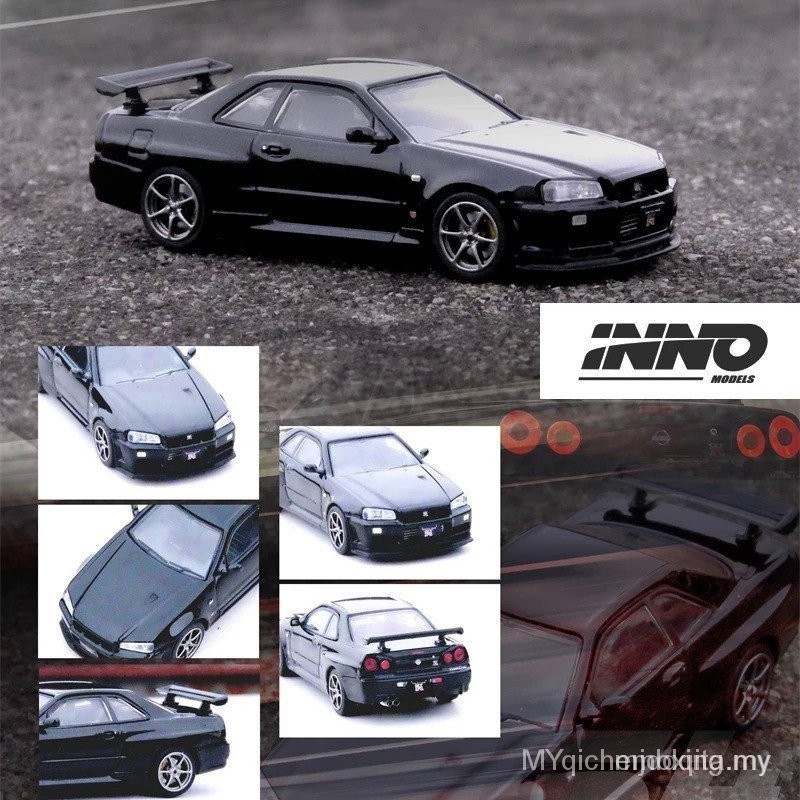 INNO 1:64 SKYLINE GTR R34 V-SPEC II BLACK alloy car model display ...
