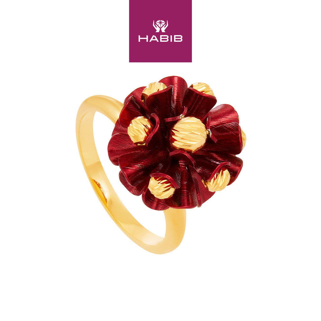 HABIB CLARA | Oro Italia 916 Yellow and White Gold Ring GR51670823(RED ...