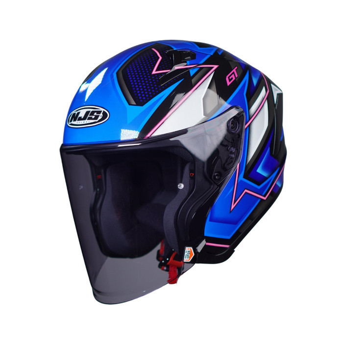 Njs Kairoz GT Valesco Black/Blue - Half Face Helmet | Shopee Malaysia