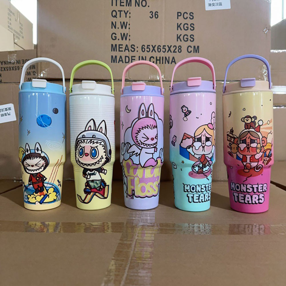 LABUBU 304 Stainless Steel Water Cup with Straw The Powerpuff Girls ...
