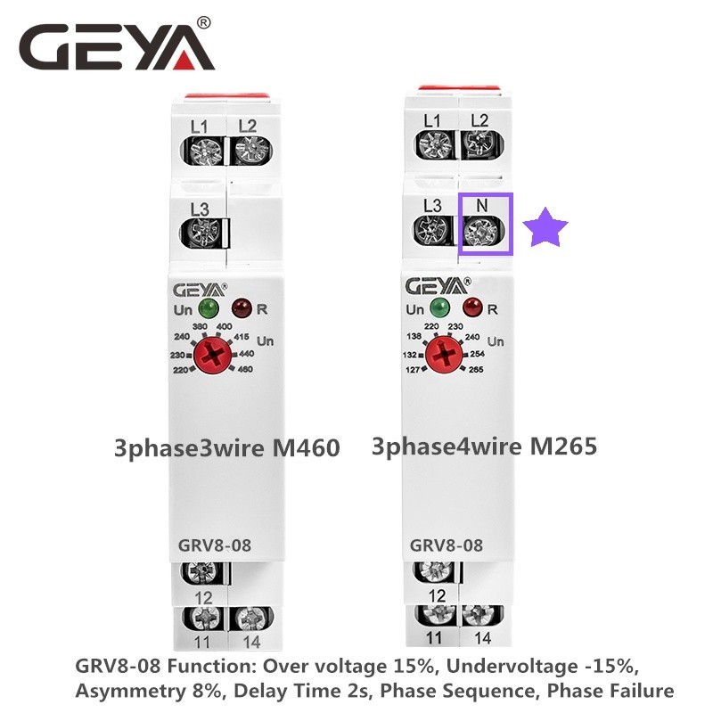 GEYA 3 Phase Voltage Protection Relay Phase Sequence Phase Failure ...