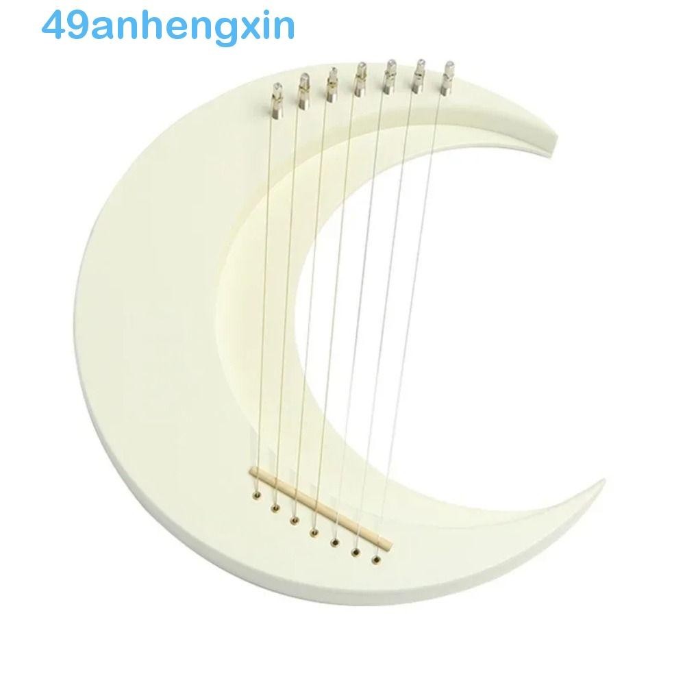 ANHENGXIN Crescent Moon Lyre, Wooden Mini 7 Strings Portable Lyra, Wood ...