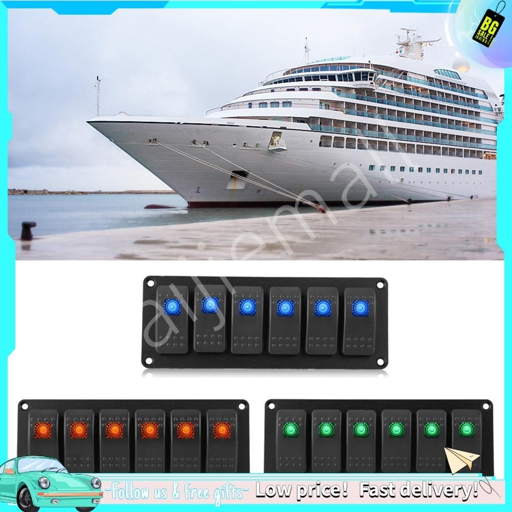 Haijiemall Boat Switch Panel 12-24V 6 Gang Rocker for Car RV Yacht ...