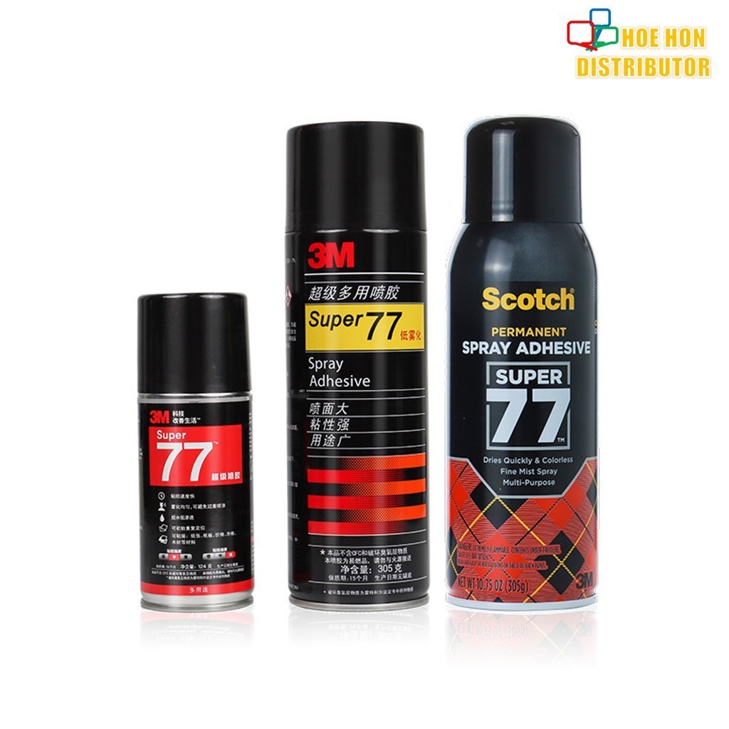3M Sotch Super 77 Permanent Adhesive Spray 124g / 305g Multipurpose ...