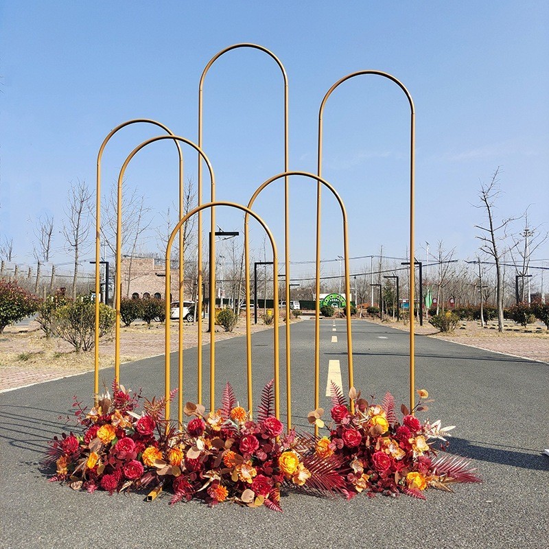 6 Pieces Round Wedding Arch Backdrop Door Stand Flower Frame Marriage ...