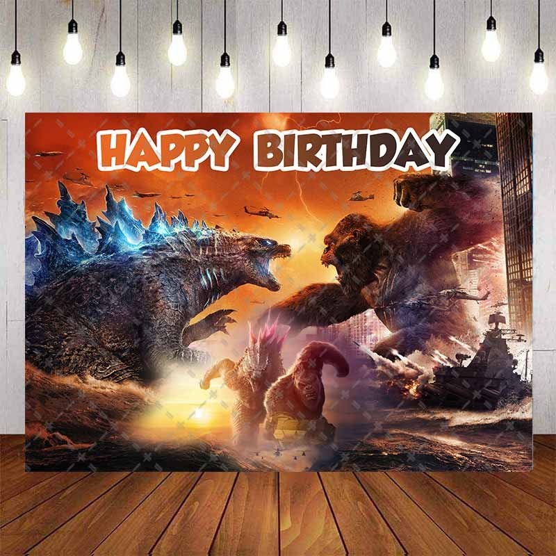 Godzilla vs King Kong Birthday Backdrop For Photography Baby Shower ...