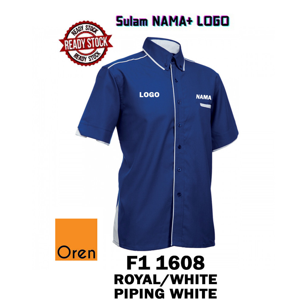 BAJU KORPORATE ROYAL BLUE LENGAN PENDEK F11608 JENAMA OREN SPORT ...