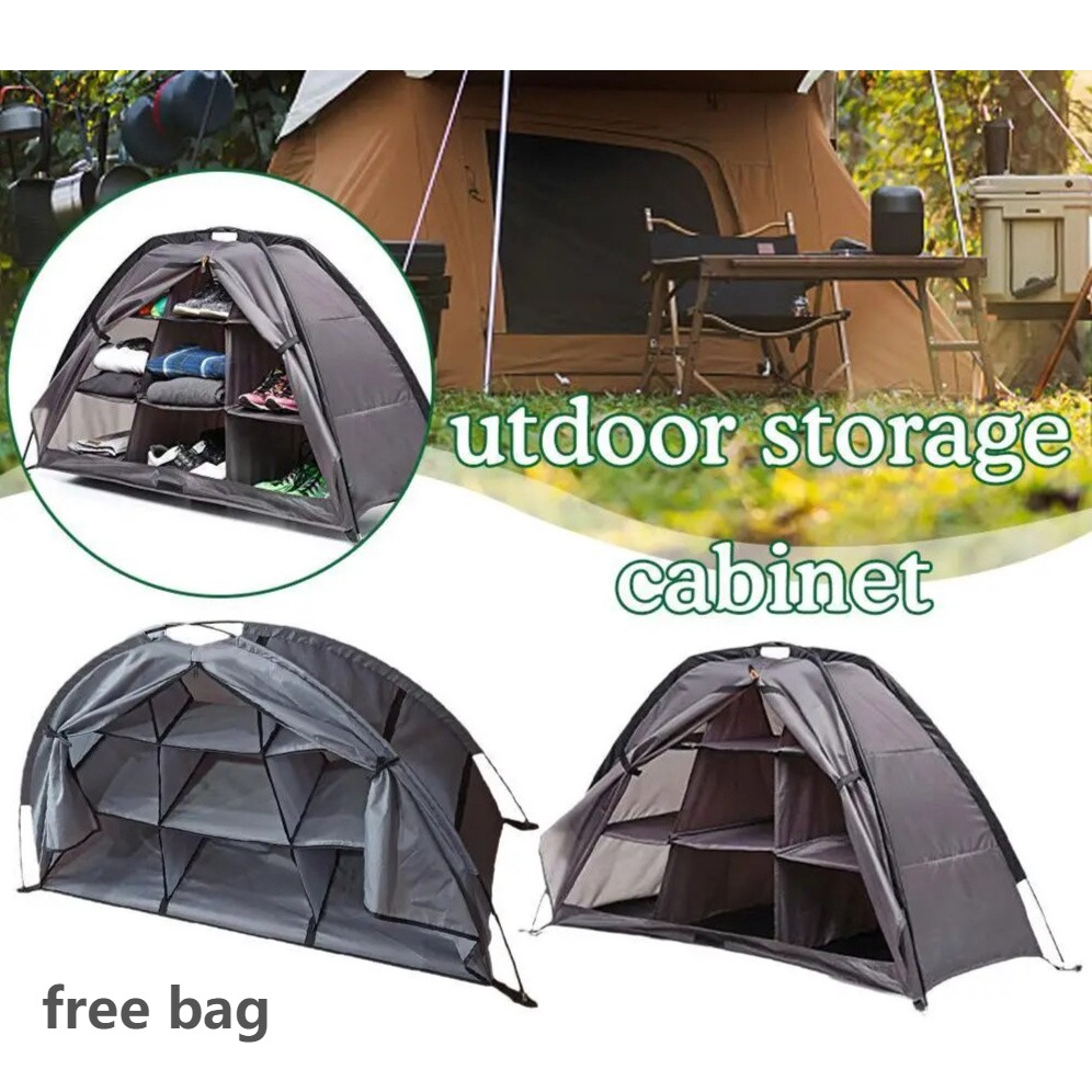 Wardrobe Tent Outdoor Folding Camping Shoe Cabinet 9 Grid Storage ...