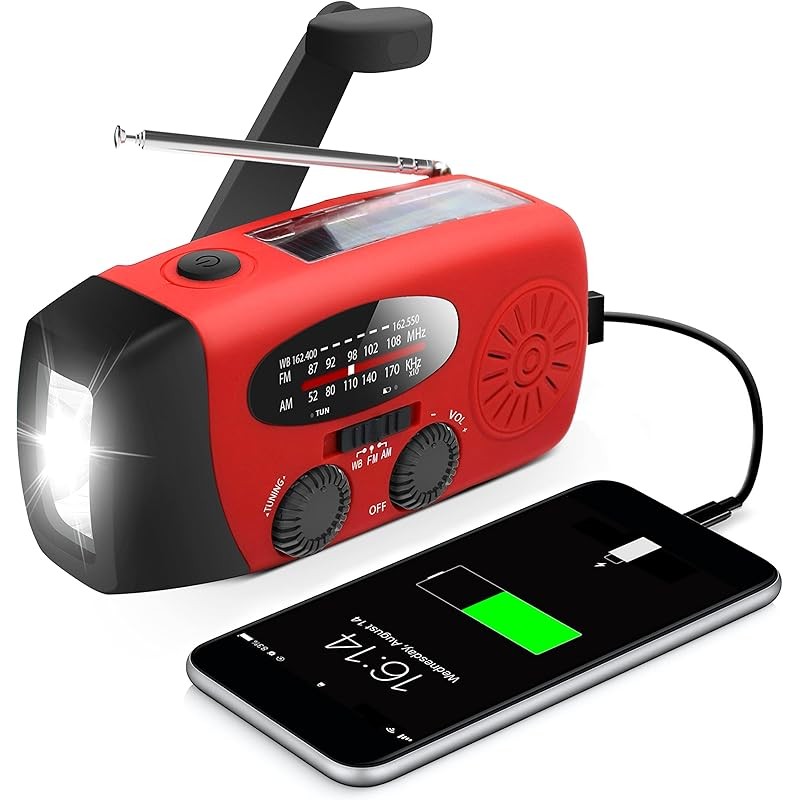 Radio Crank tangan kecemasan dengan lampu suluh LED untuk kecemasan, AM ...
