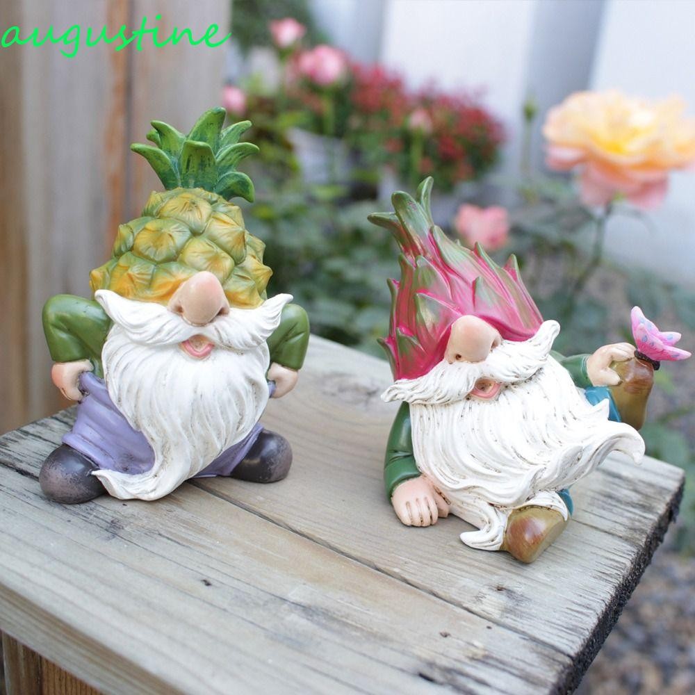 AUGUSTINE Pineapple Gnome Statue, Resin Crafts Weatherproof Fruit ...