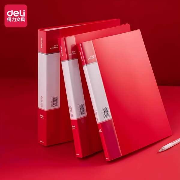 fail plastik file holder Buku maklumat merah besar Deli A4 20/40/60 ...