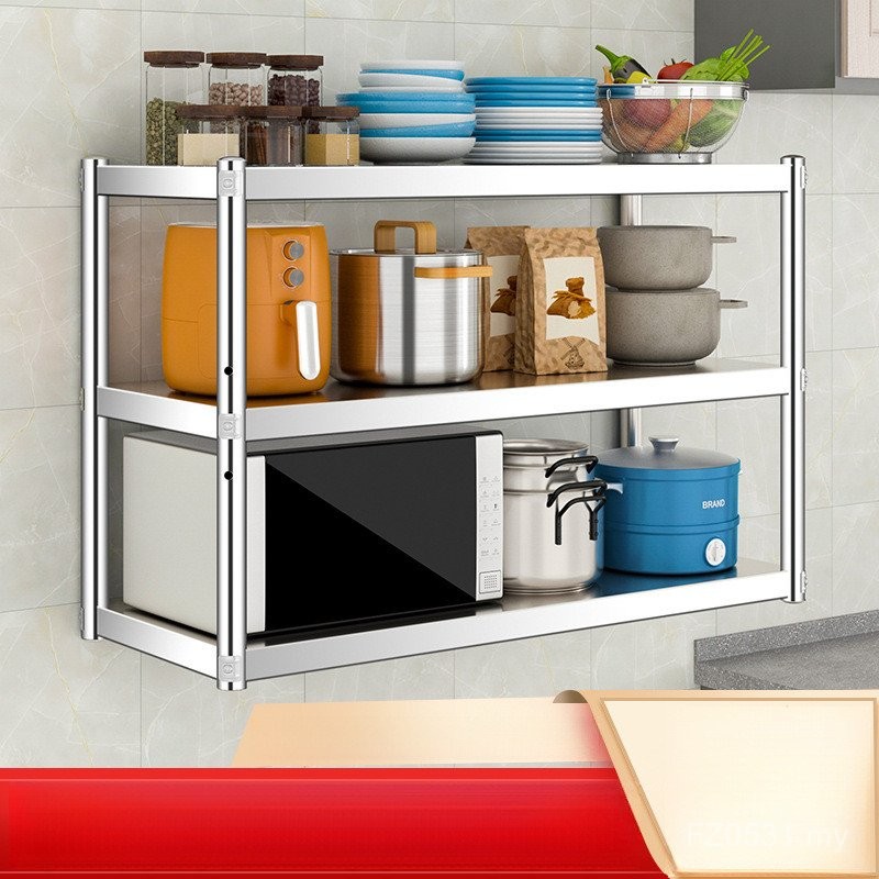 Storage Wall Rack Kitchen Stainless Steel Seasoning Rack Three-Layer ...