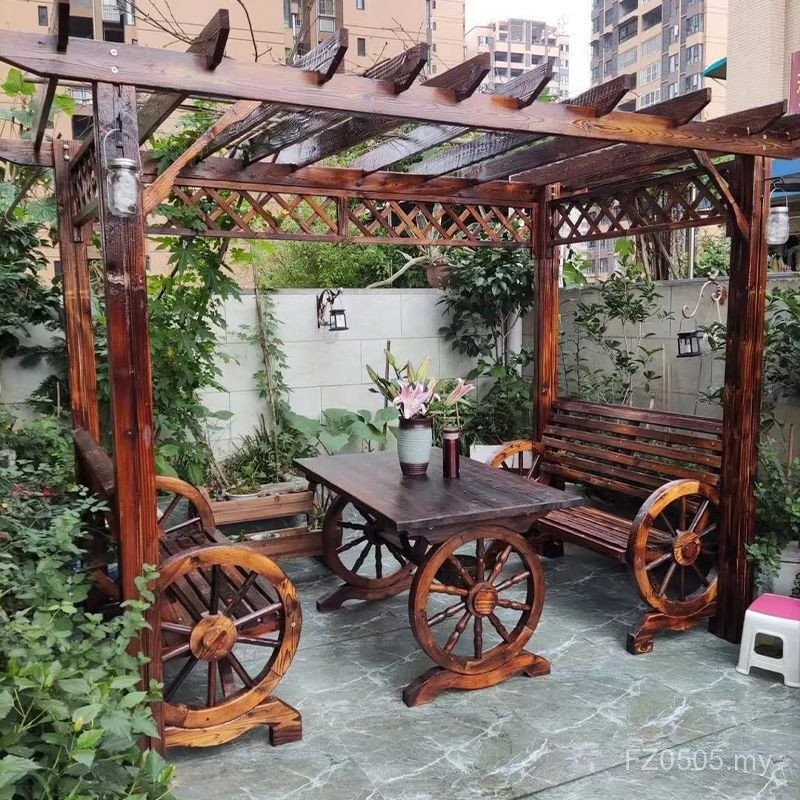 Outdoor Garden Rack Simple Grape Rack Ting Solid Wood Preservative Wood ...
