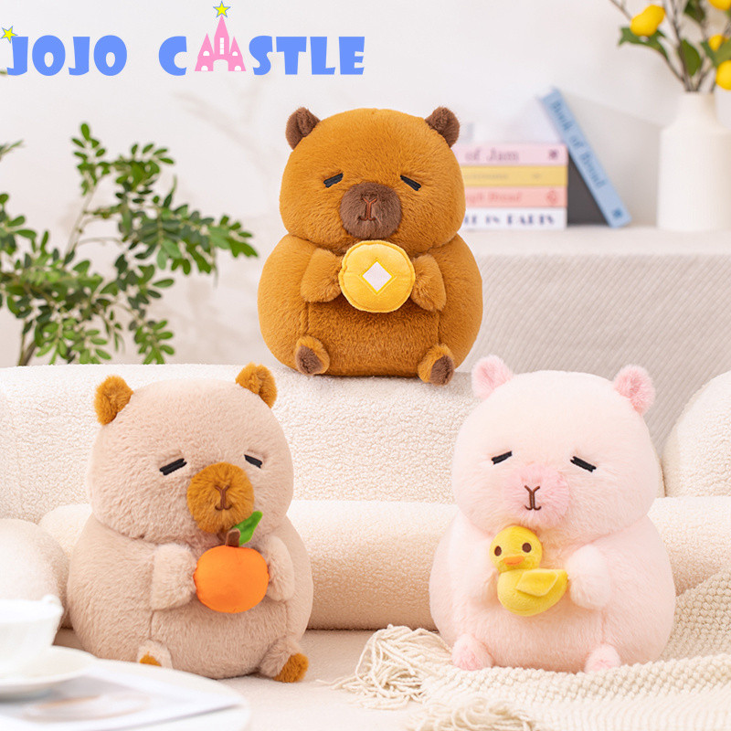 JOJO CASTLE Kawaii 30cm Cartoon Capybara Hug Orange Duck Gold Coins ...