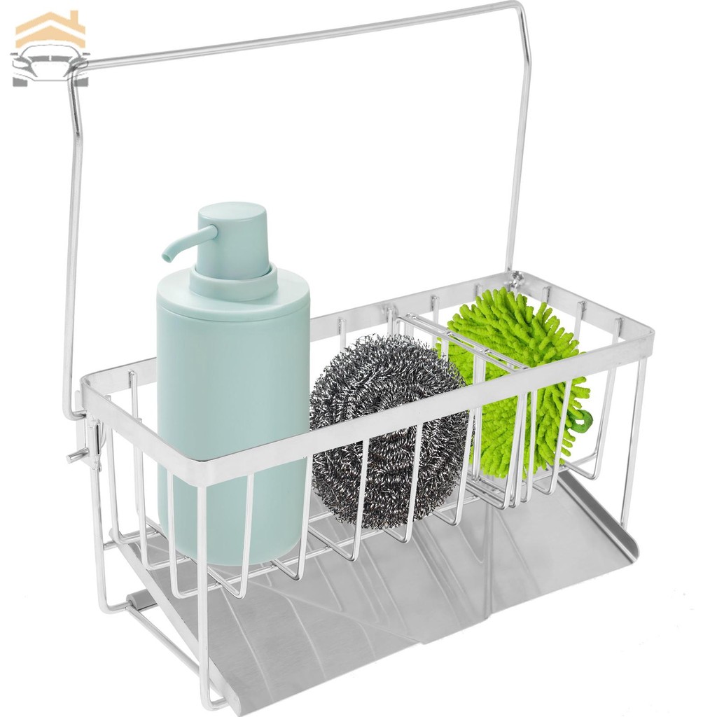 Sink Caddy Organizer Stainless Steel Sponge Holder with Drain Tray ...