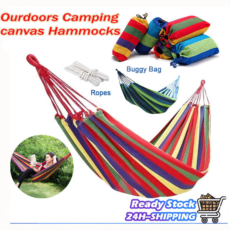 Rainbow Outdoor Canvas Hammock Camping Travel Tree Swing Hanging Bed ...