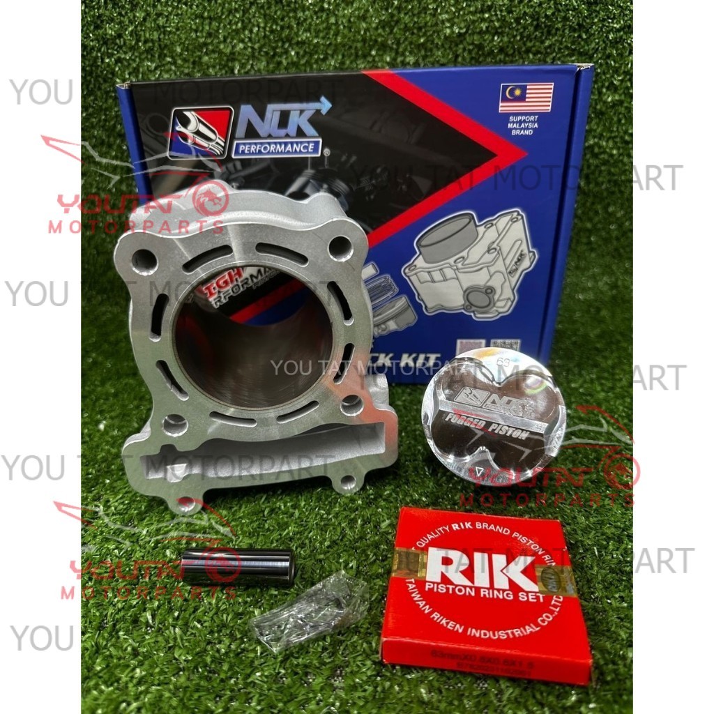 NLK PEFORMANCE LC135 Y15ZR RACING CERAMIC BLOCK ULTRA+ V2 FORGED DOME PISTON LOGO TIMBUL 57 60 ...