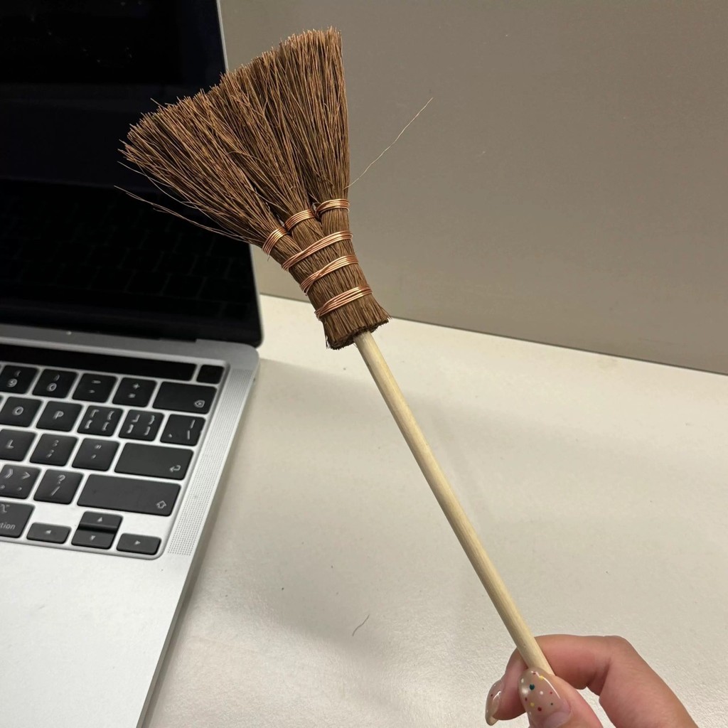 Mini Broom Keyboard Brush Compact Portable Brown Hair Handmade Bag ...