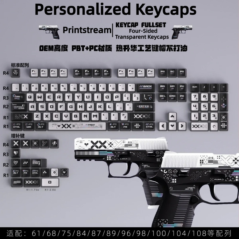 Csgo Transparent Pudding Personalized Keycaps Cool PBT Keyboard Caps ...