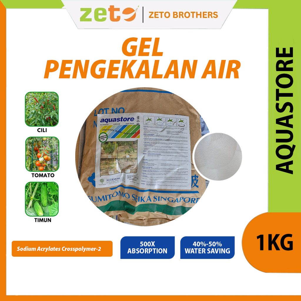 Aquastore Water Retention Gel 100g 250g 500g 1kg Simpan Air & Kurangkan ...
