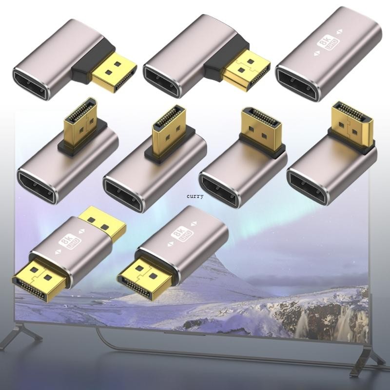 CUY 8K DisplayPort 1 4 Adapter 90 Degree Gold Plated Adapter Right ...