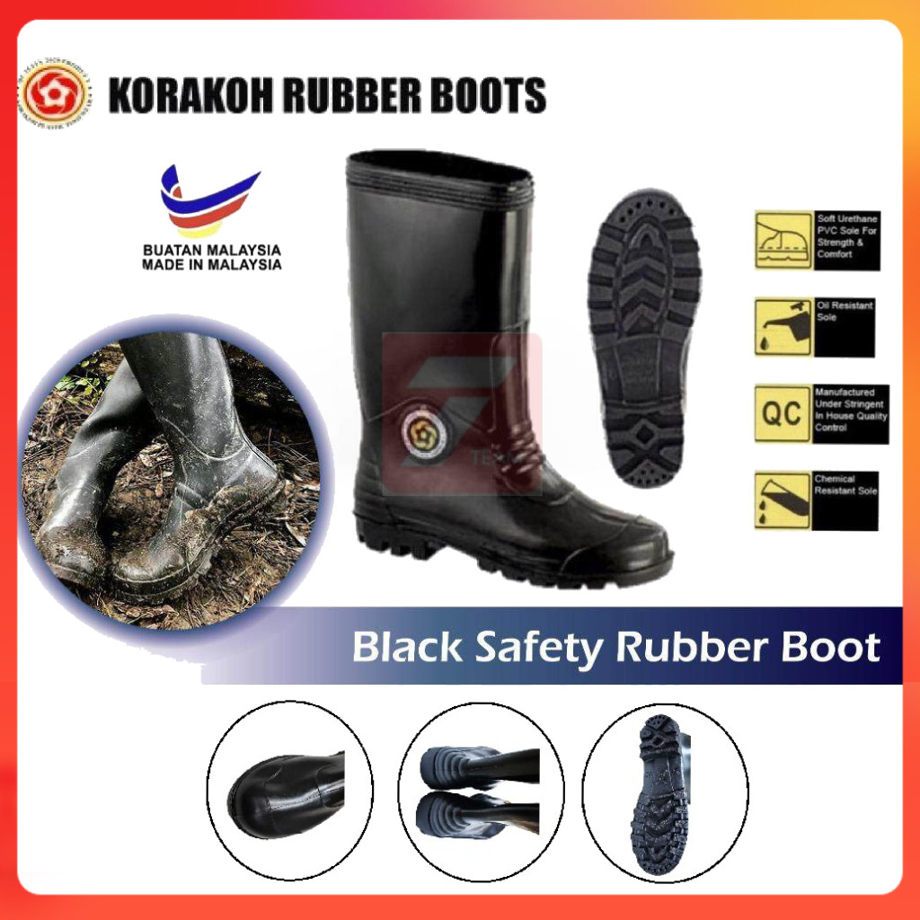 KORAKOH SAFETY RUBBER BOOT Quality Rubber Rain Boots Kasut Air Getah Kasut Hujan Kasut Kebun ...