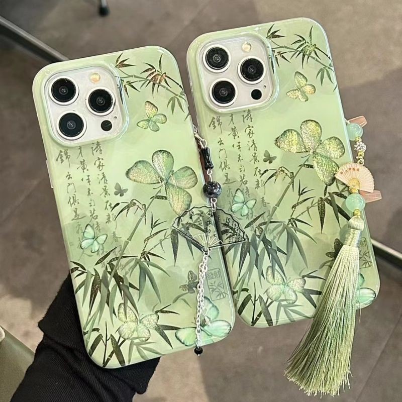 People Collection Chinese Style Bamboo Green Butterfly Tassel Phone ...