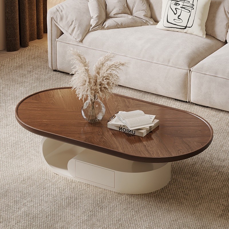 [ IN STOCK ] Coffee Table Grain Oval Dual-Use Dining Table Living Room ...