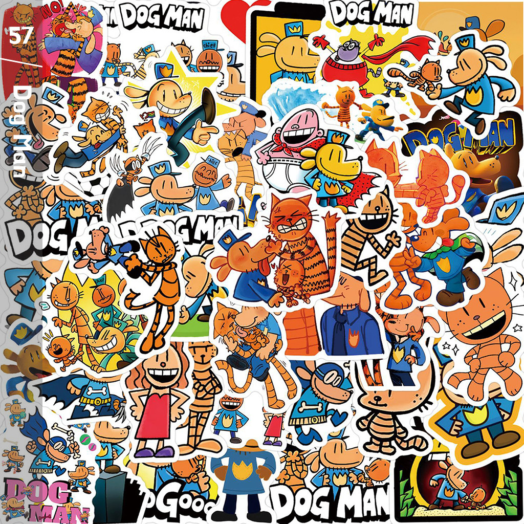 Y&P| Dog Man Stickers Set Cartoon Graffiti Waterproof Decals Pack, 57 ...