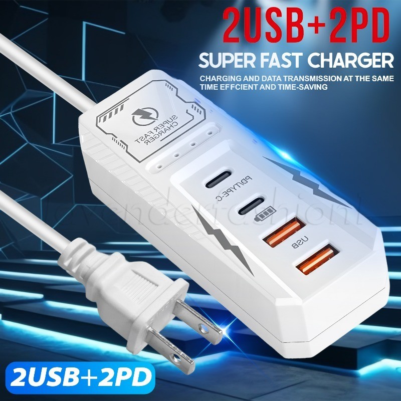 4-in-1 Power Socket Charger - US Plug Wall Charger - Multi Port Fast ...