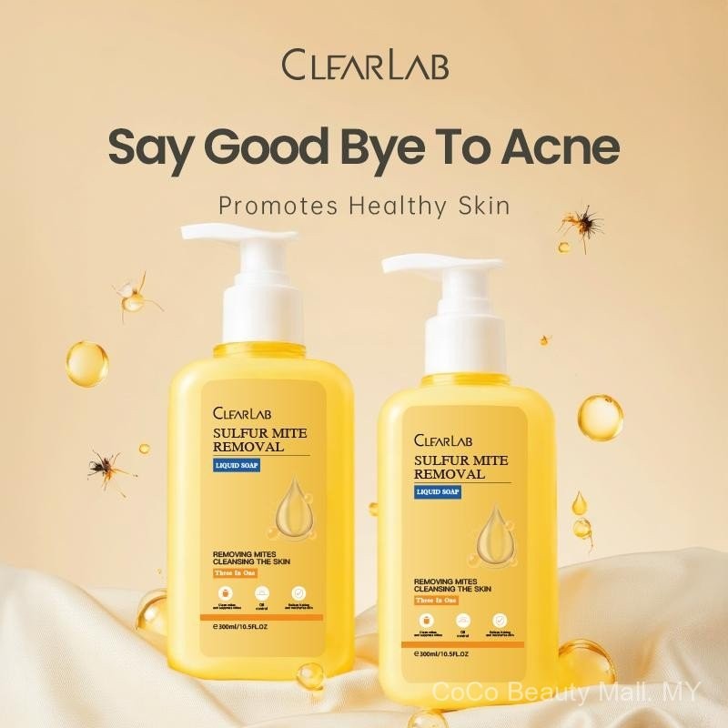 ClearLab Sabun Sulfur Pembersihan Antibakteria, Gel Mandian Tiga Dalam Satu, dengan Penyingkiran ...