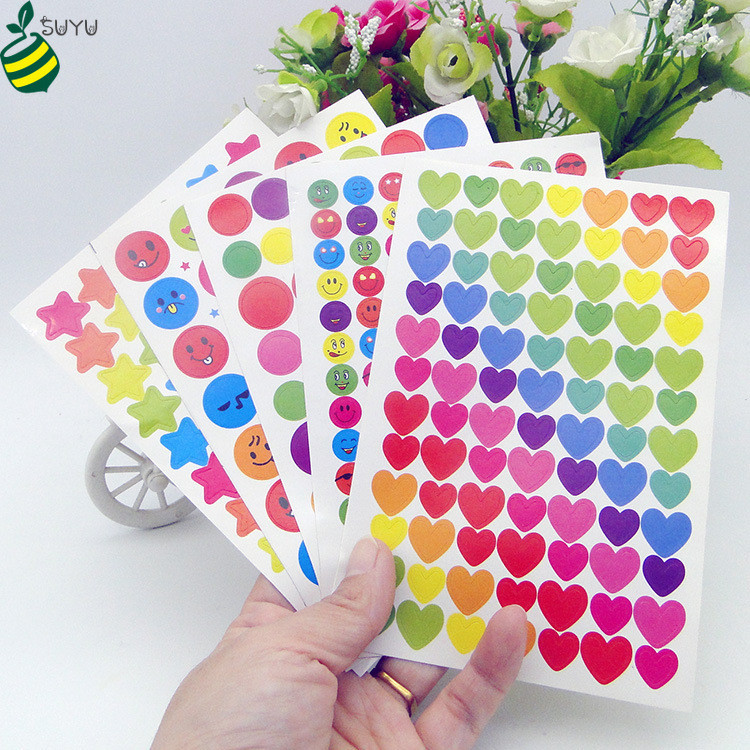 5Pcs/Pack Children Smiley Faces Reward Stickers Teacher Merit Praise ...