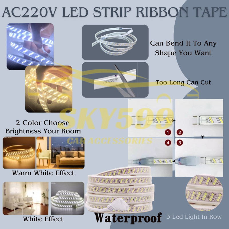 NEW 180LED/M SMD 5730 LED Strip Light AC 220V With Power Plug IP65 ...