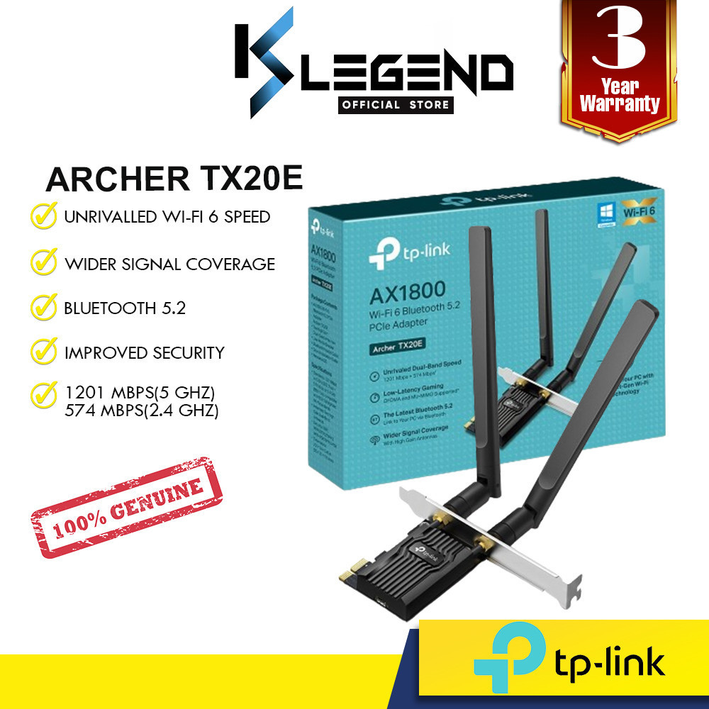 TP-LINK Archer TX20E AX1800 Wi-Fi 6 Bluetooth 5.2 PCIe Adapter | Shopee ...