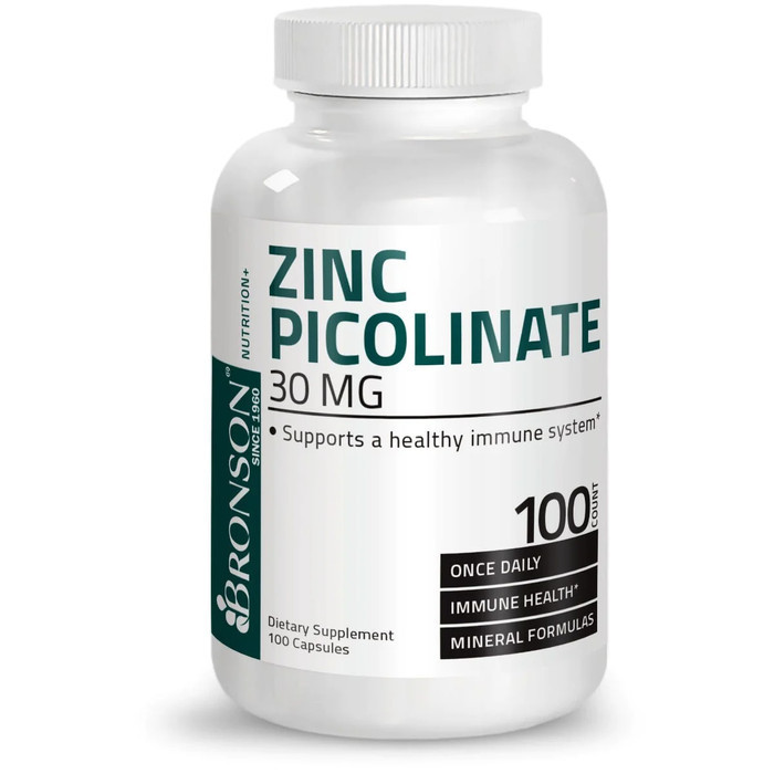 Bronson Zinc Picolinate 30mg+Calcium as Dicalcium Phosphate 29mg ...