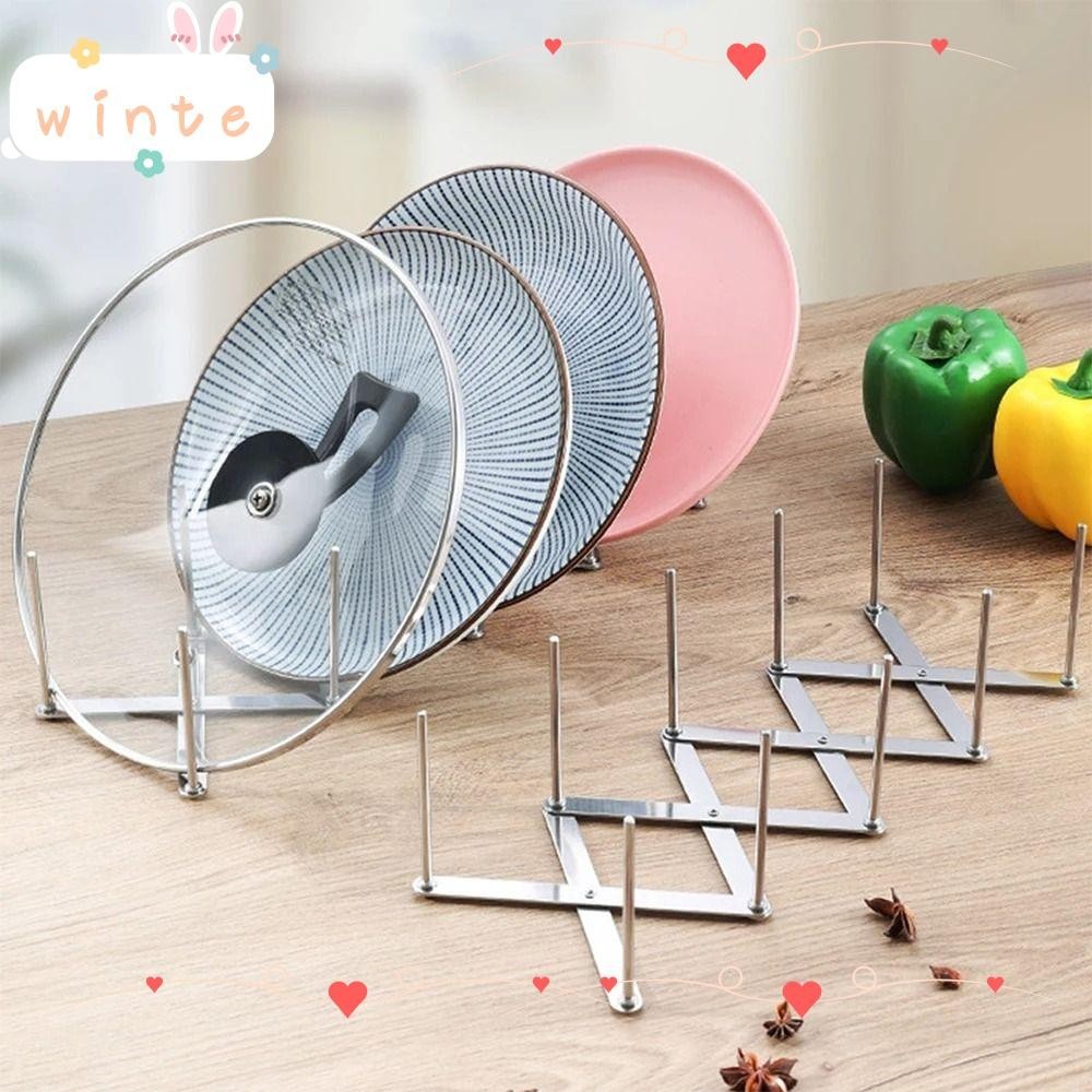 WINTE Pan Lid Organizer, Reusable Foldable Pot Lid Rack, Containers ...