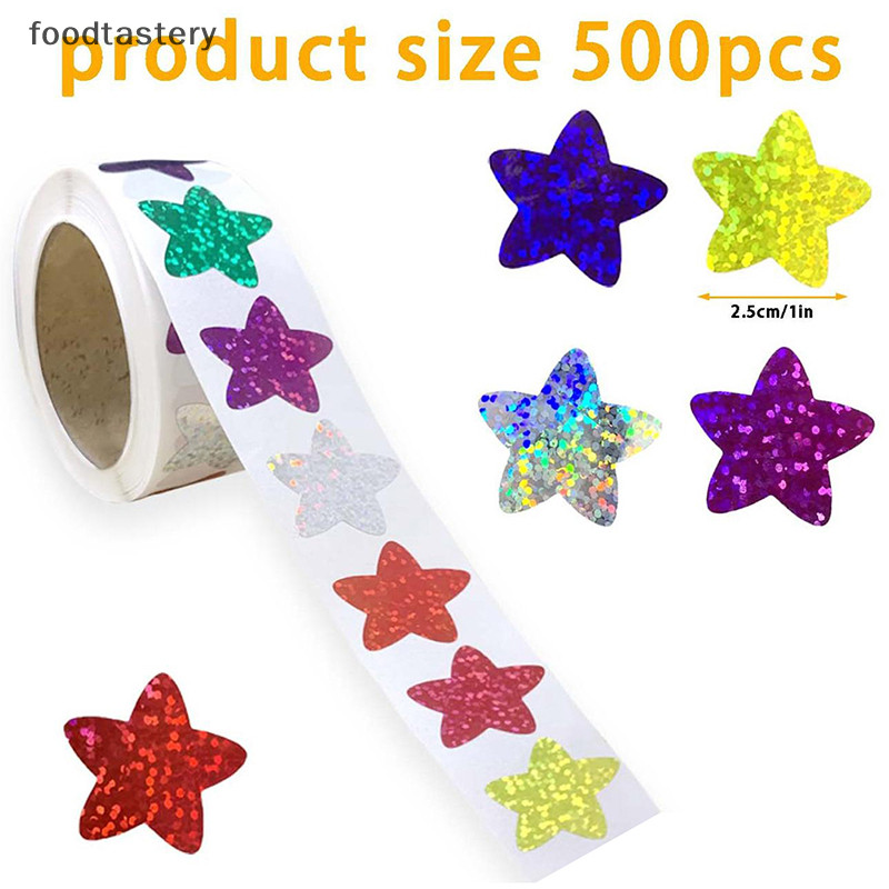 FTY 500PCS/Roll Colorful Star Stickers For Kids Reward School Classroom ...
