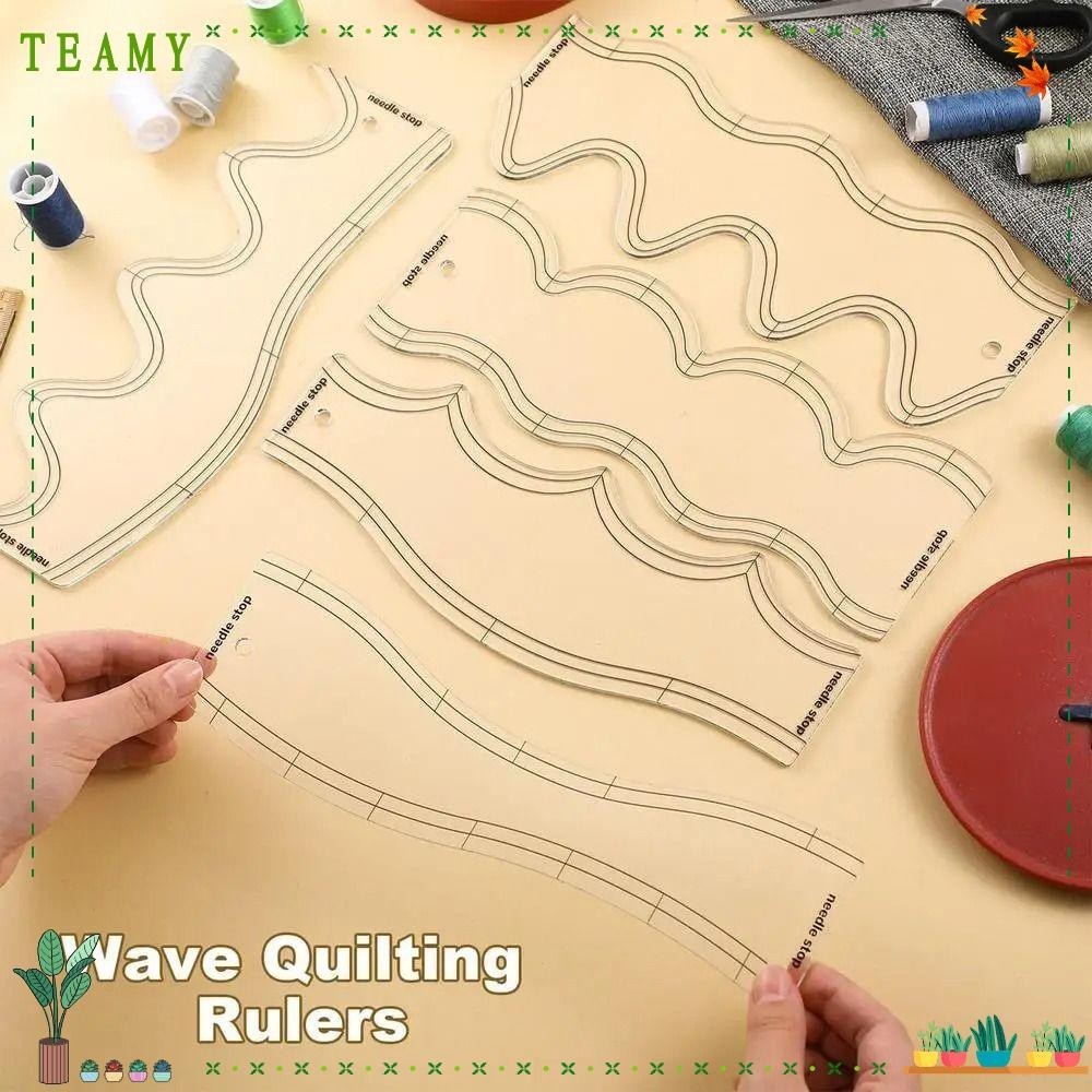 TEAMY 5 Pcs Soft Patchwork Ruler, Acrylic Drawing Template Wave Ruler ...